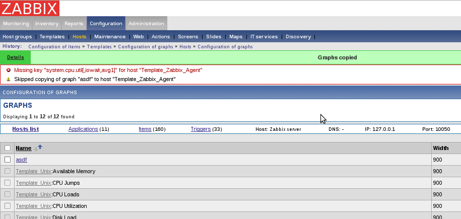  ZBX 3117 Unsuccessful Copying Of A Graph Is Indicated As Success 